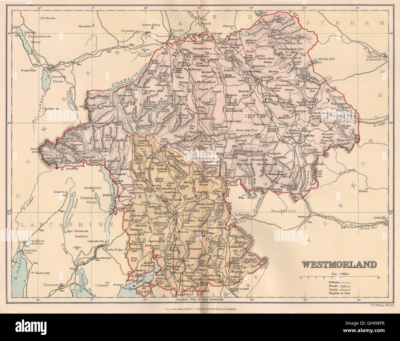 Westmorland england map hi-res stock photography and images - Alamy
