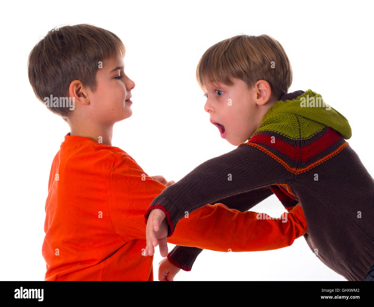 Two boys fighting Stock Photo - Alamy