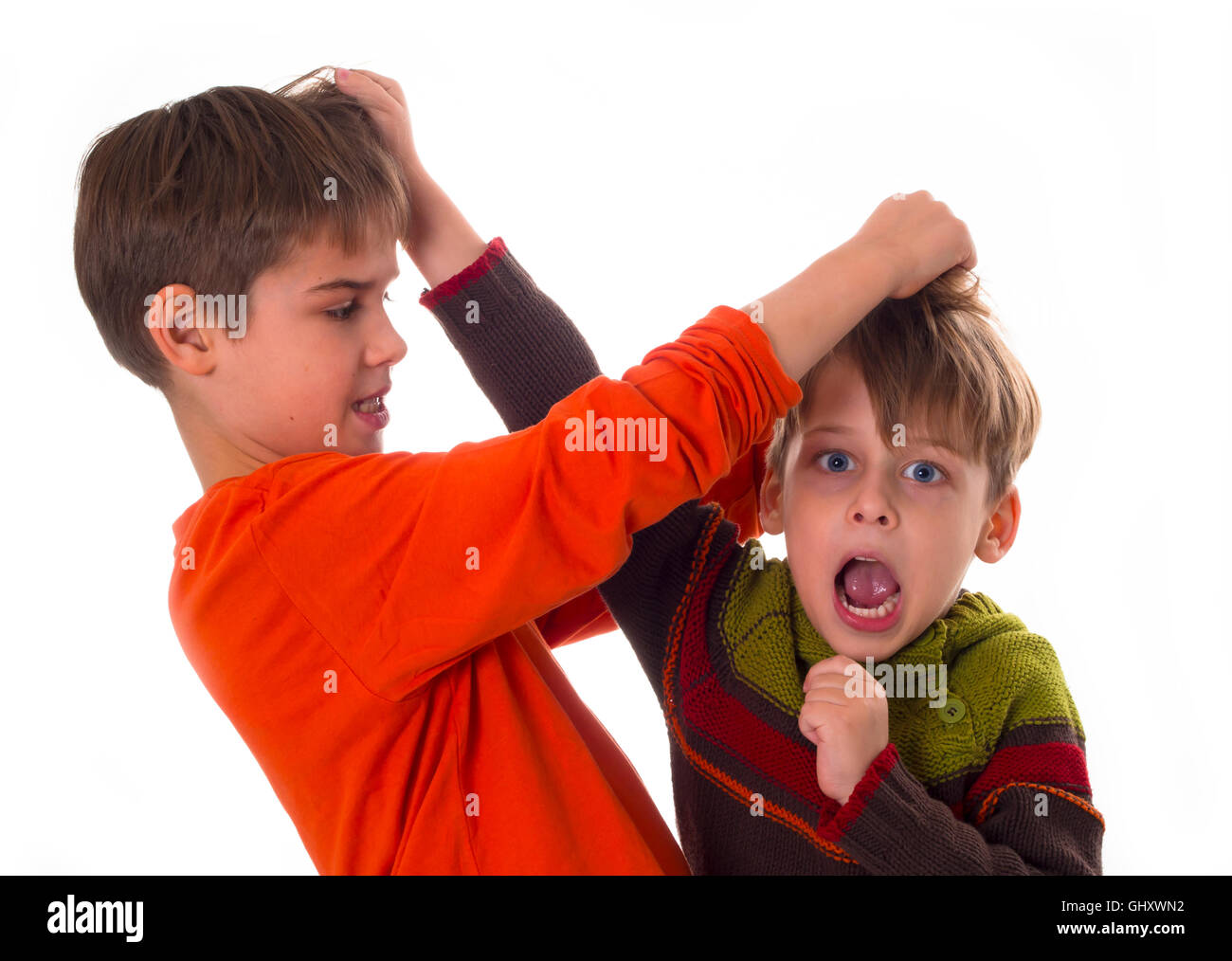 Two boys fighting Stock Photo - Alamy