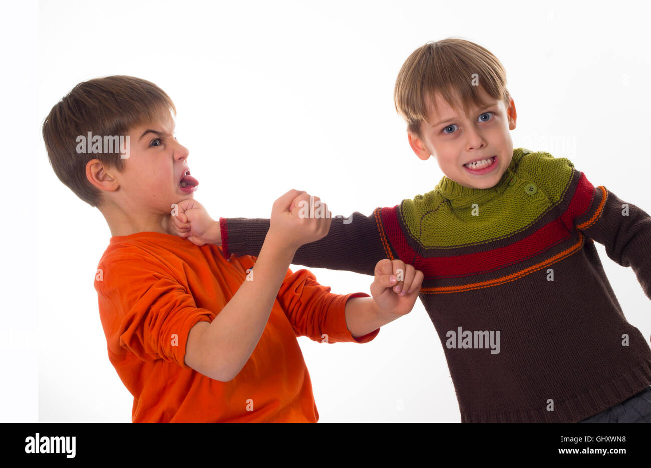Two boys fighting Stock Photo - Alamy