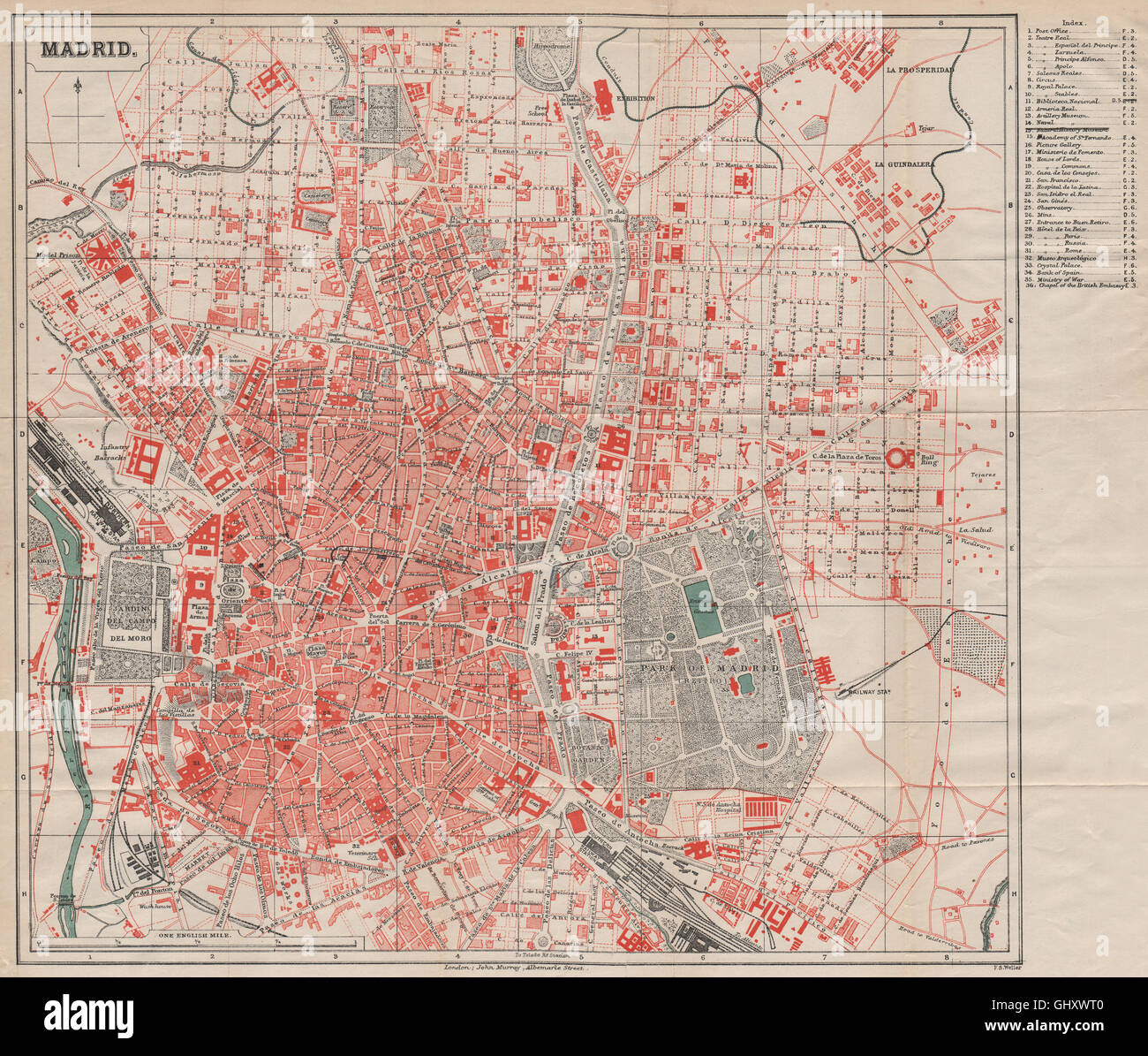MADRID antique town city plan ciudad. Spain Espana. MURRAY, 1898 ...