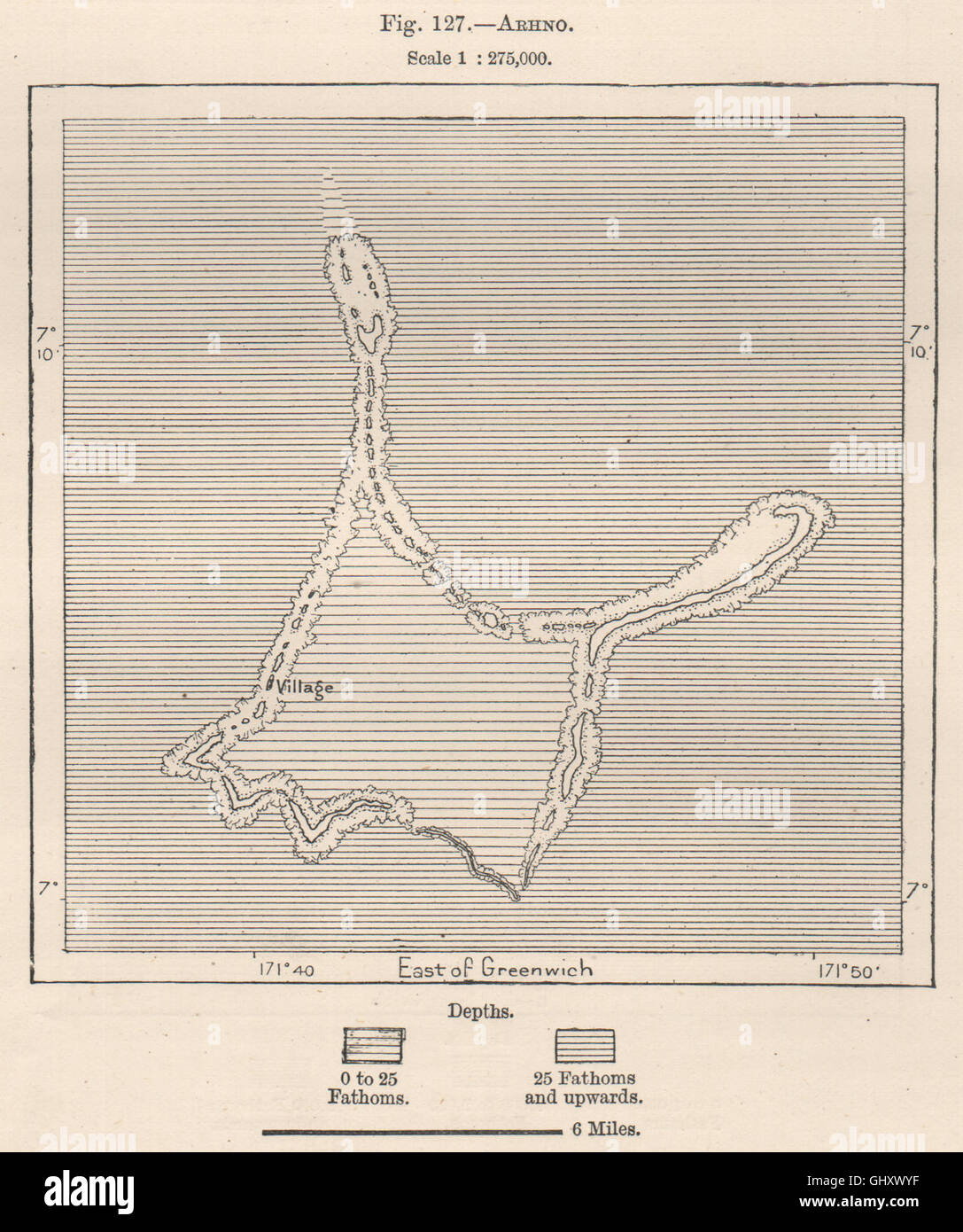 Arno Atoll, Marshall Islands. Micronesia, 1885 antique map Stock Photo ...
