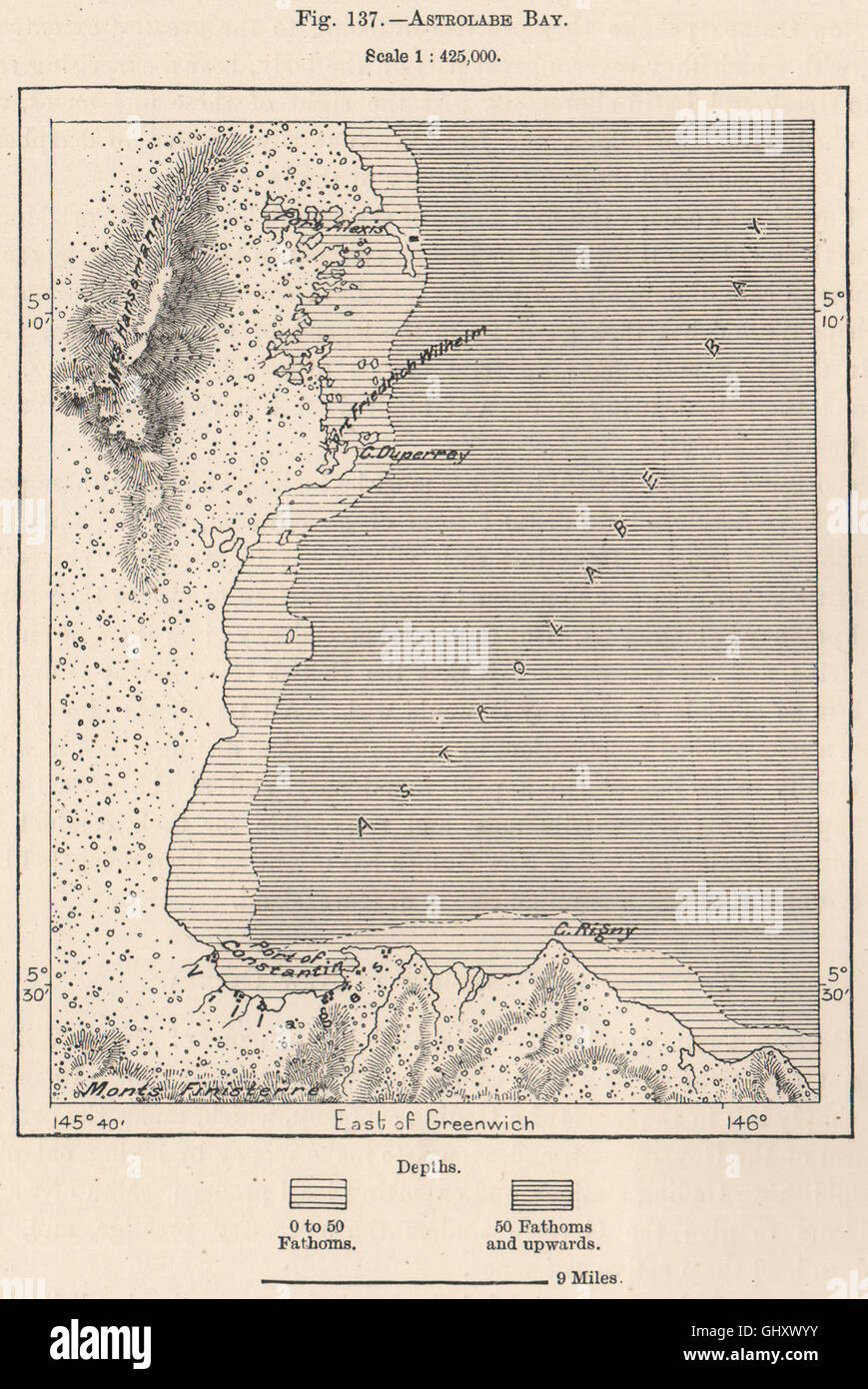 Astrolabe Bay. Papua New Guinea. Madang. Papuasia, 1885 antique map ...