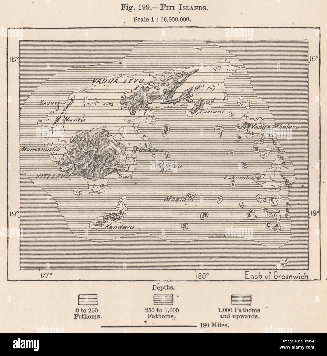 Fiji Islands. The Fiji Islands, 1885 antique map Stock Photo - Alamy