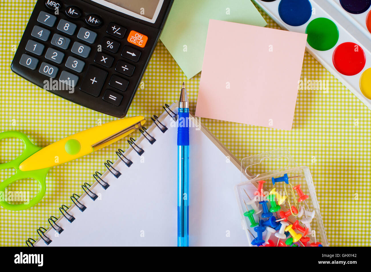 School supplies on the table Stock Photo - Alamy