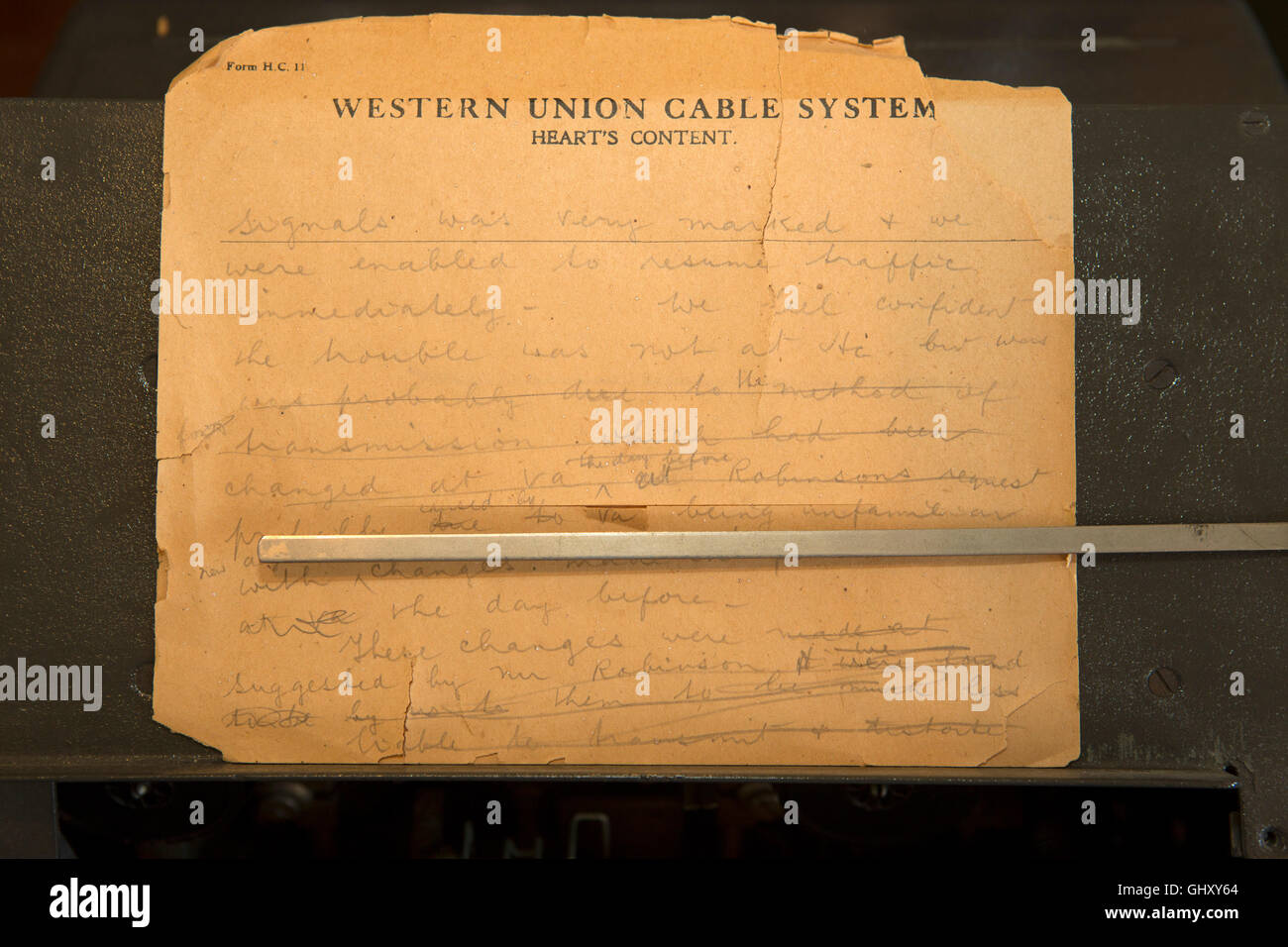Headed Western Union note paper at Heart's Content Cable Station in ...