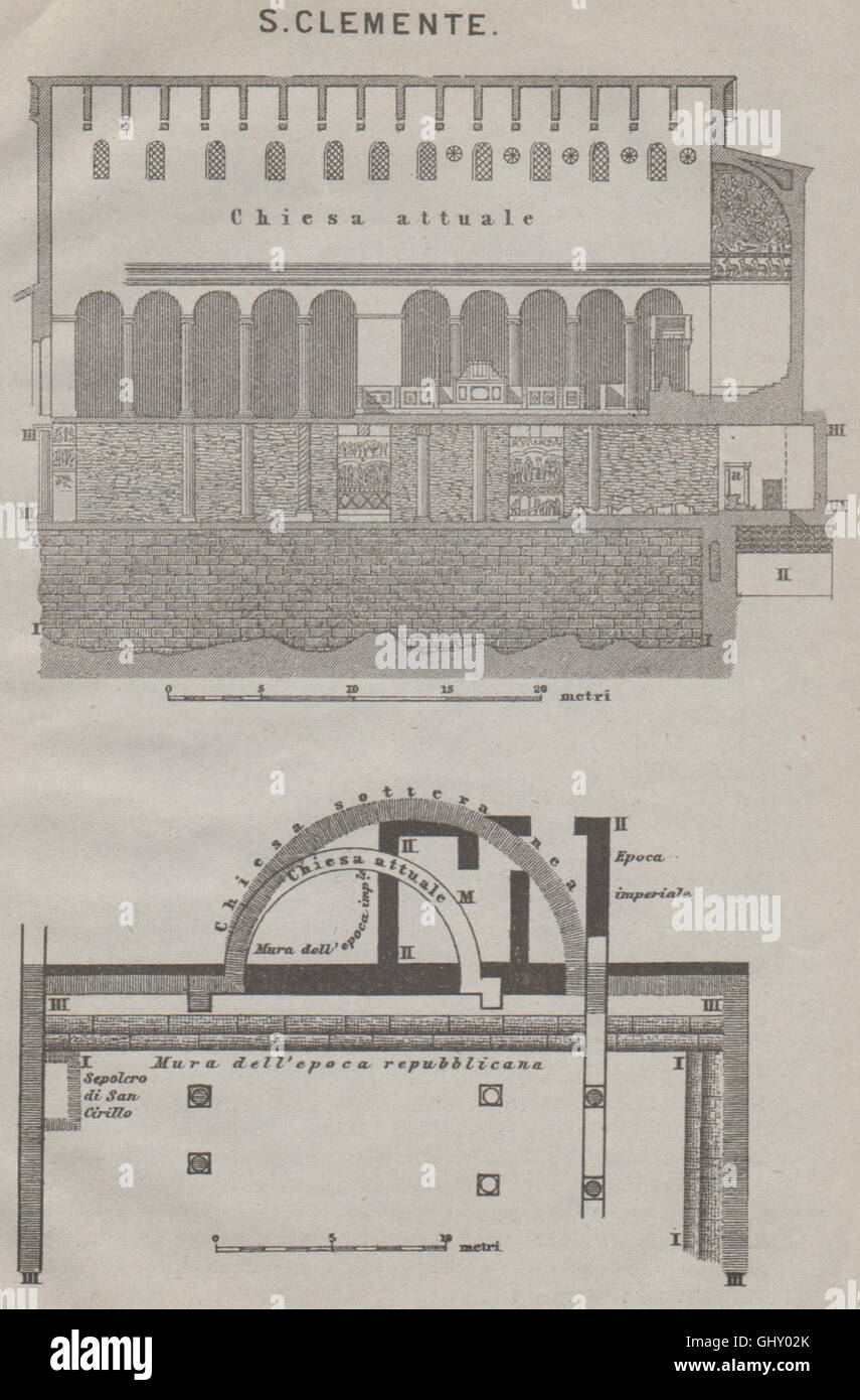 Basilica di SAN CLEMENTE al Laterano. Saint Clement. Rome mappa, 1909 ...