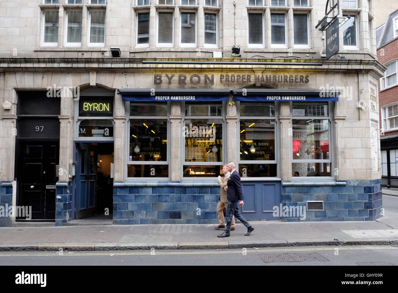 A general view of Byron Hamburgers restaurant in Soho, London Stock ...