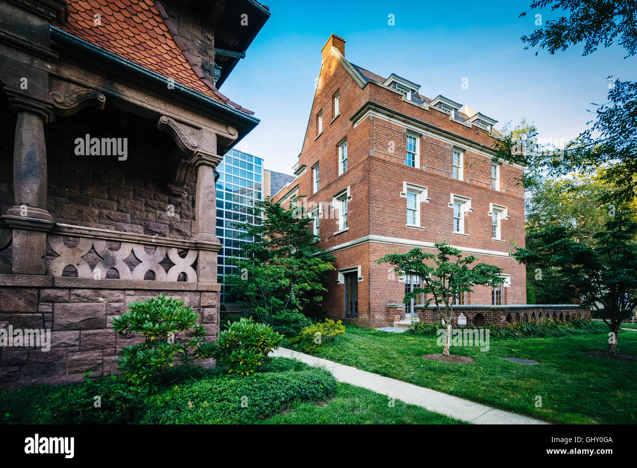 The Warner House and Dow Hall, on the campus of Yale University, in New ...