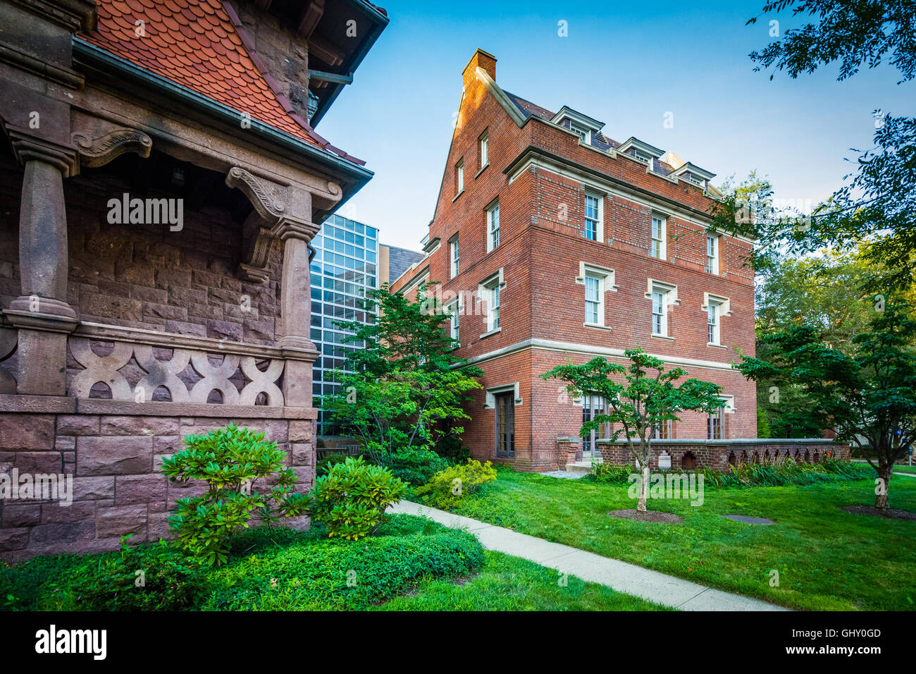 The Warner House and Dow Hall, on the campus of Yale University, in New ...