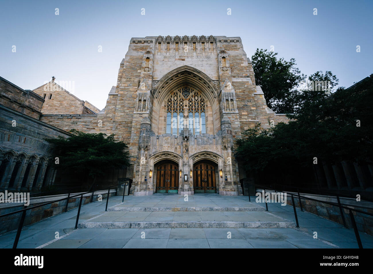 The exterior of the Sterling Memorial Library, at Yale University, in ...