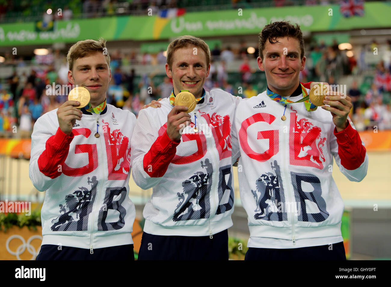 Great Britain's Philip Hindes, Jason Kenny and Callum Skinner with ...