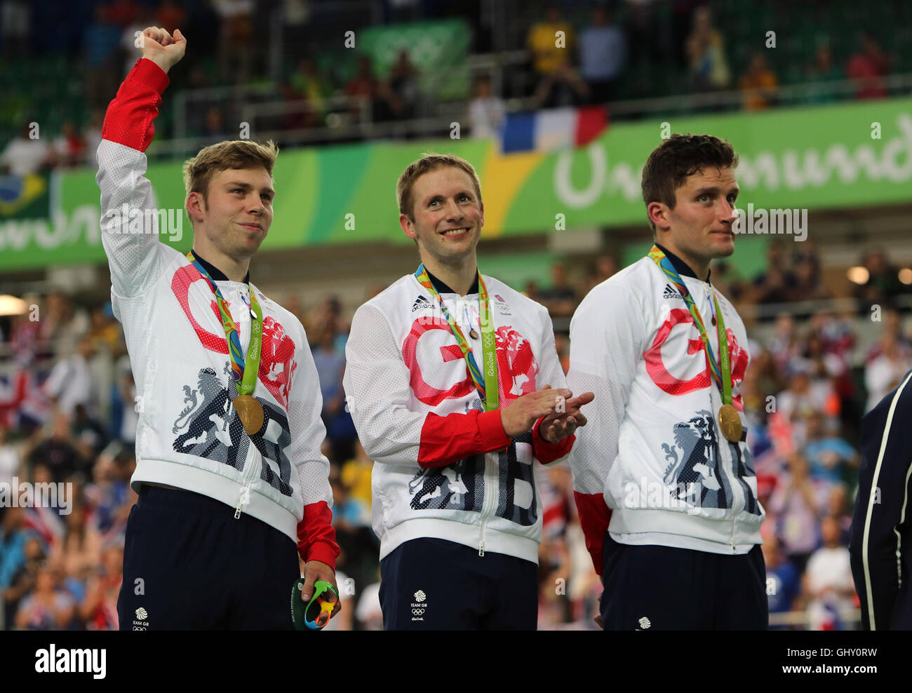 Great Britain's Philip Hindes, Jason Kenny and Callum Skinner with ...