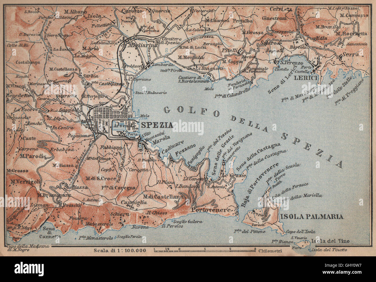 GOLFO DELLA SPEZIA. La Spezia environs. Lerici isola Palmaria. Italy ...