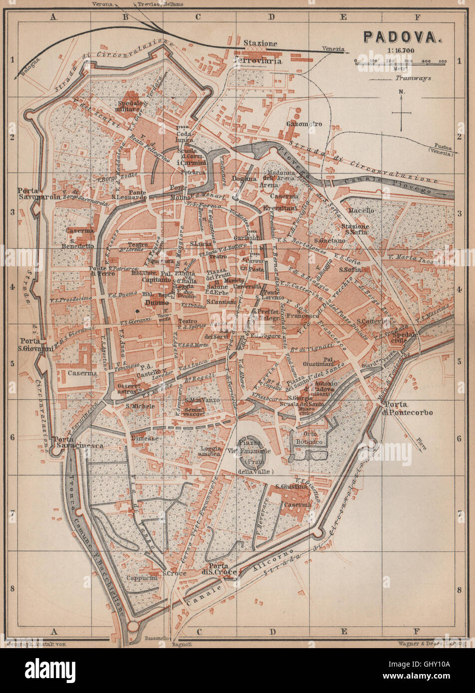 PADOVA PADUA antique town city plan piano urbanistico. Italy mappa ...
