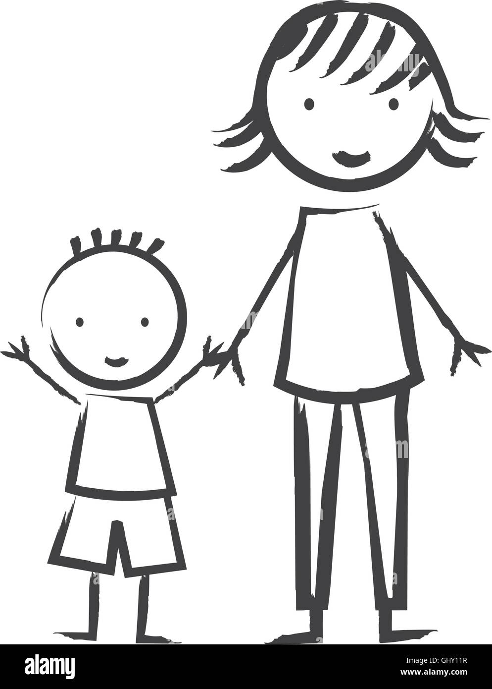 Family members cartoon Black and White Stock Photos & Images - Alamy