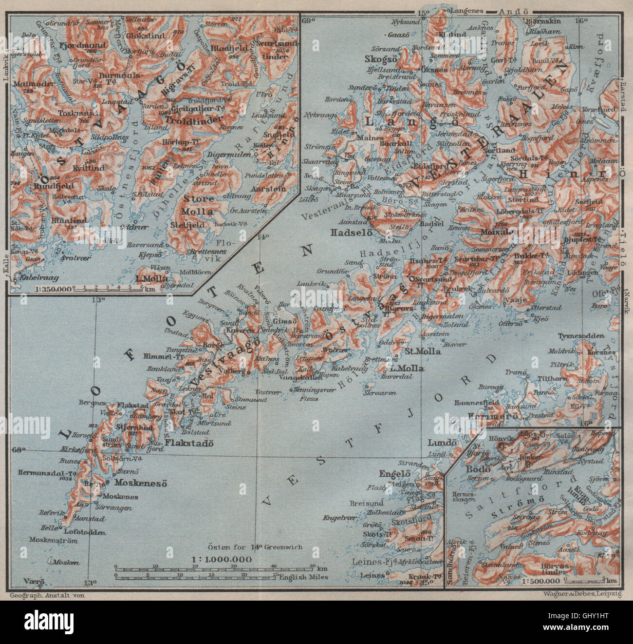 LOFOTEN ISLANDS. Bodo & Svolvaer environs. Bodø Svolvær. Norway kart ...