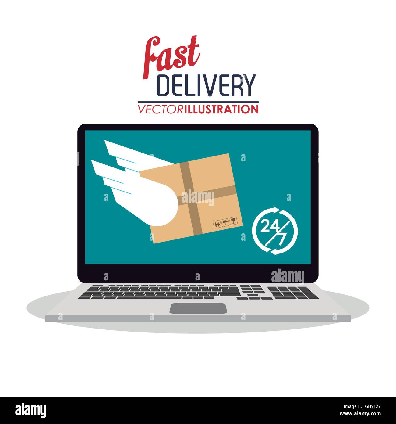 computer wings box package delivery icon Stock Vector Image & Art - Alamy