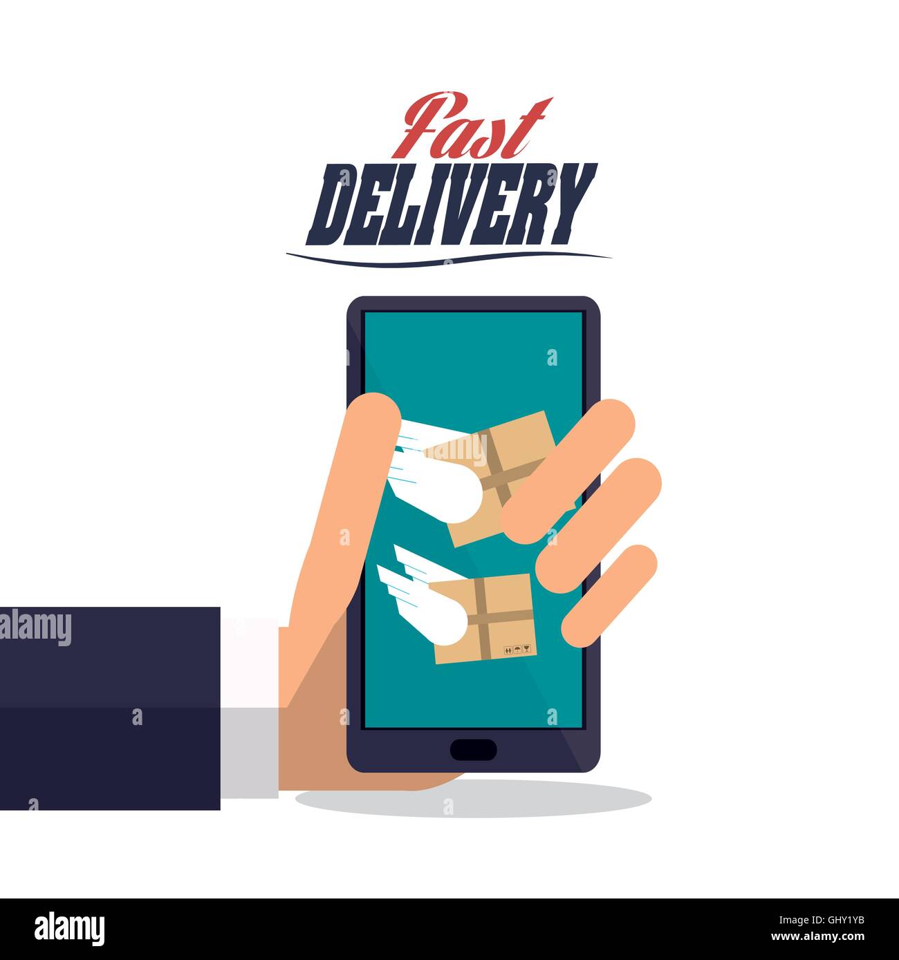 smartphone wings box package delivery icon Stock Vector Image & Art - Alamy
