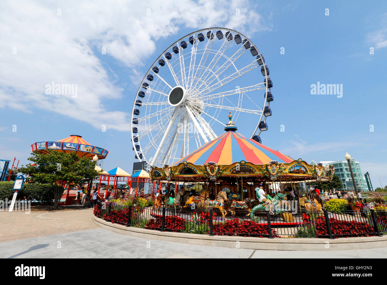 Centennial Ferris Wheel and carousel. Navy Pier, Chicago, Illinois ...