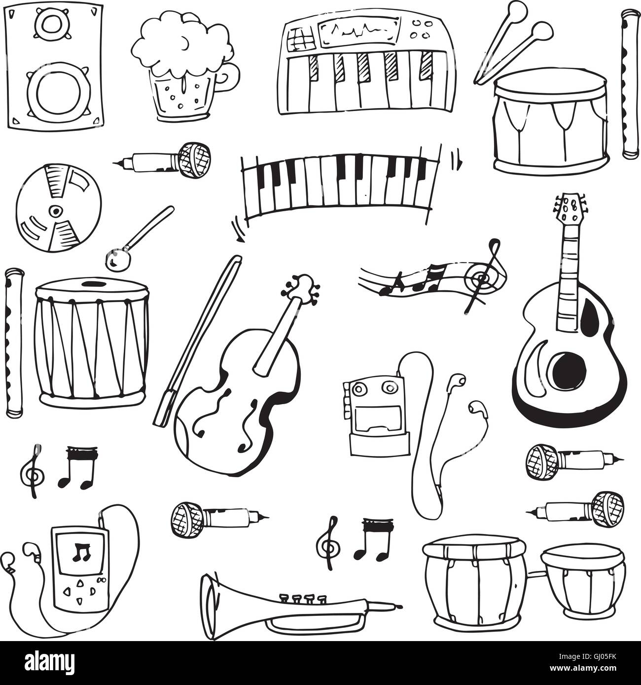 Object music doodles hand Stock Vector Images - Alamy