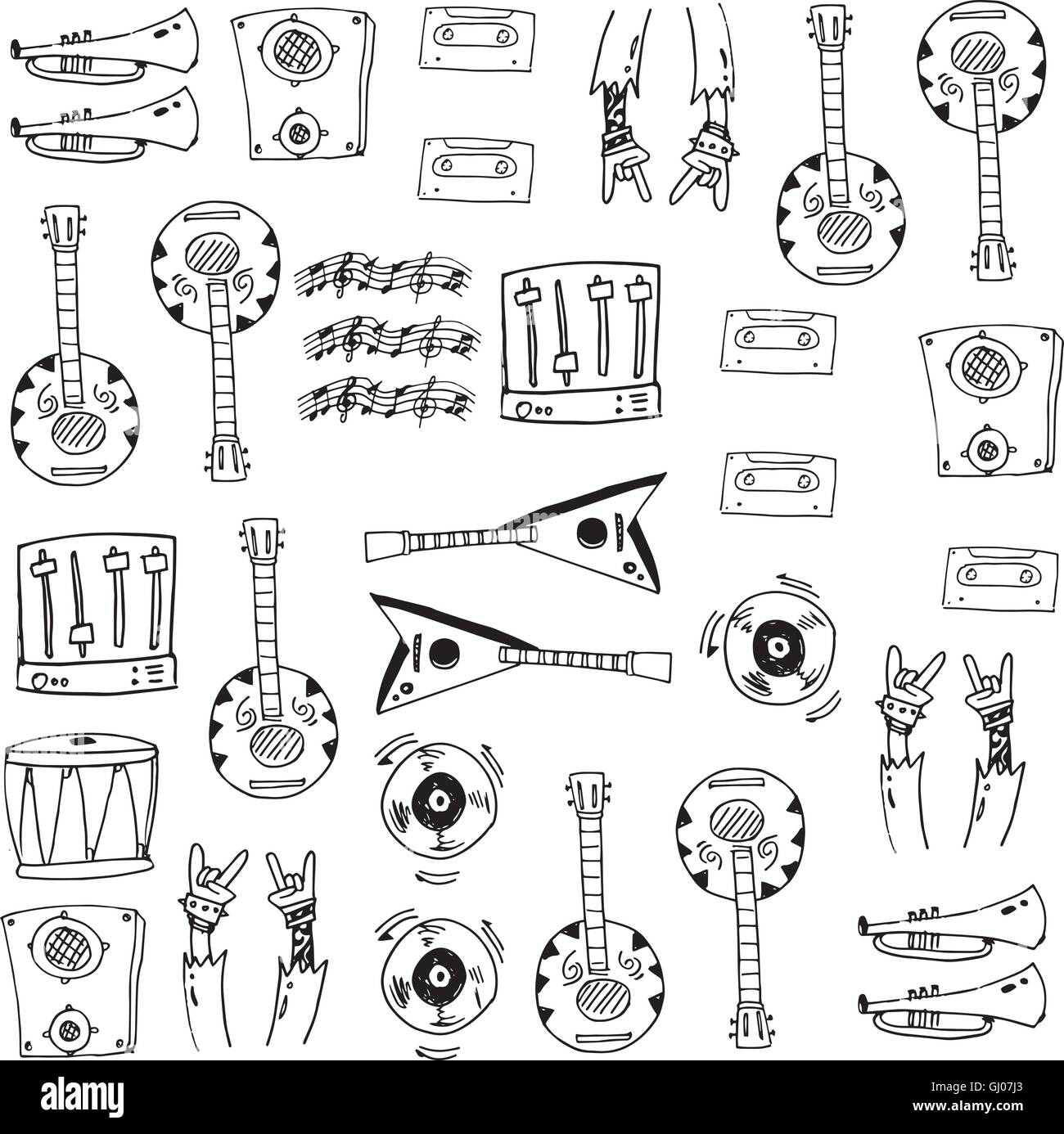 Hand draw music set doodles Stock Vector Image & Art - Alamy