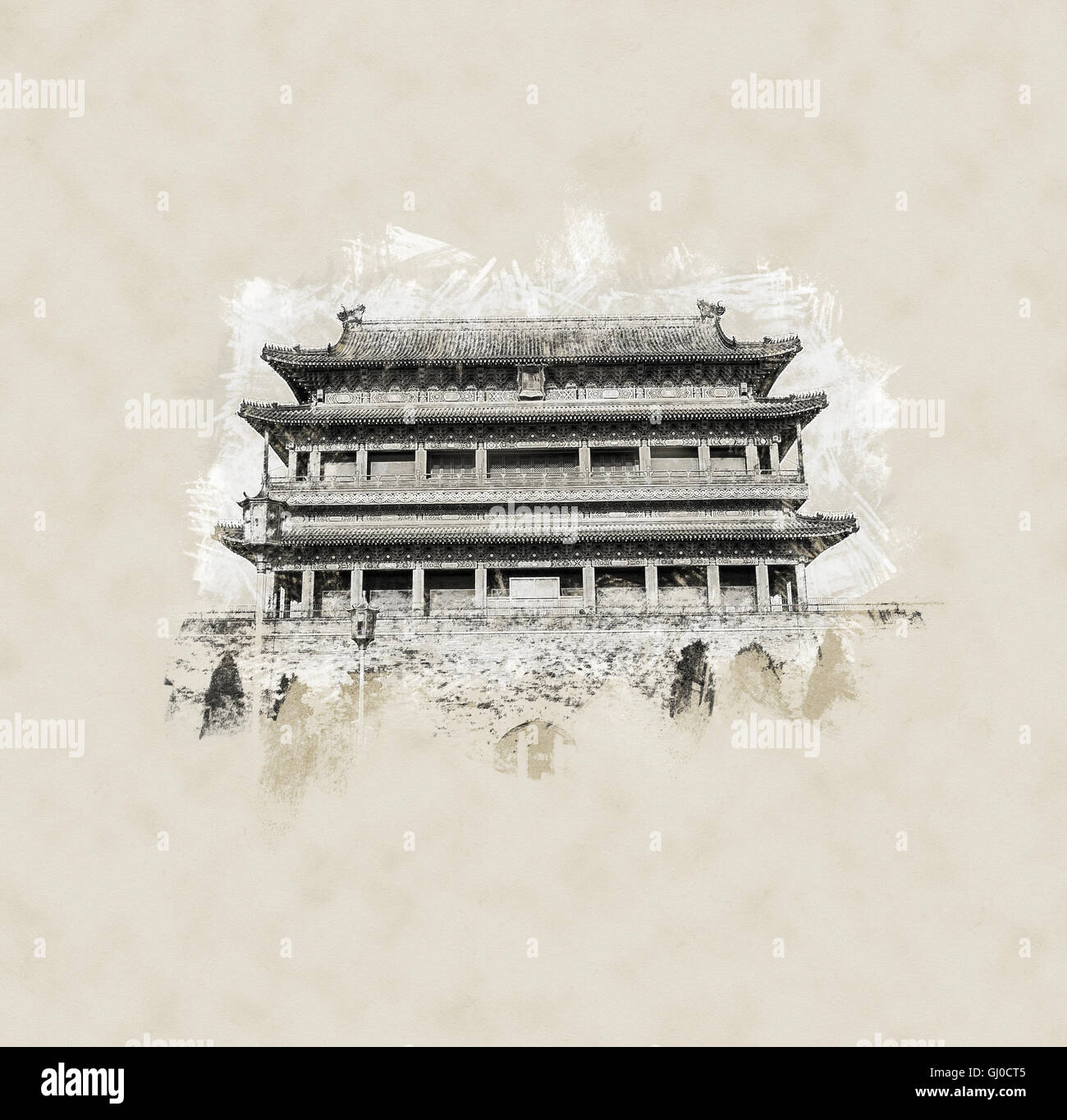 Beijing, China at the Zhengyangmen Gatehouse in Tiananmen Square Stock ...