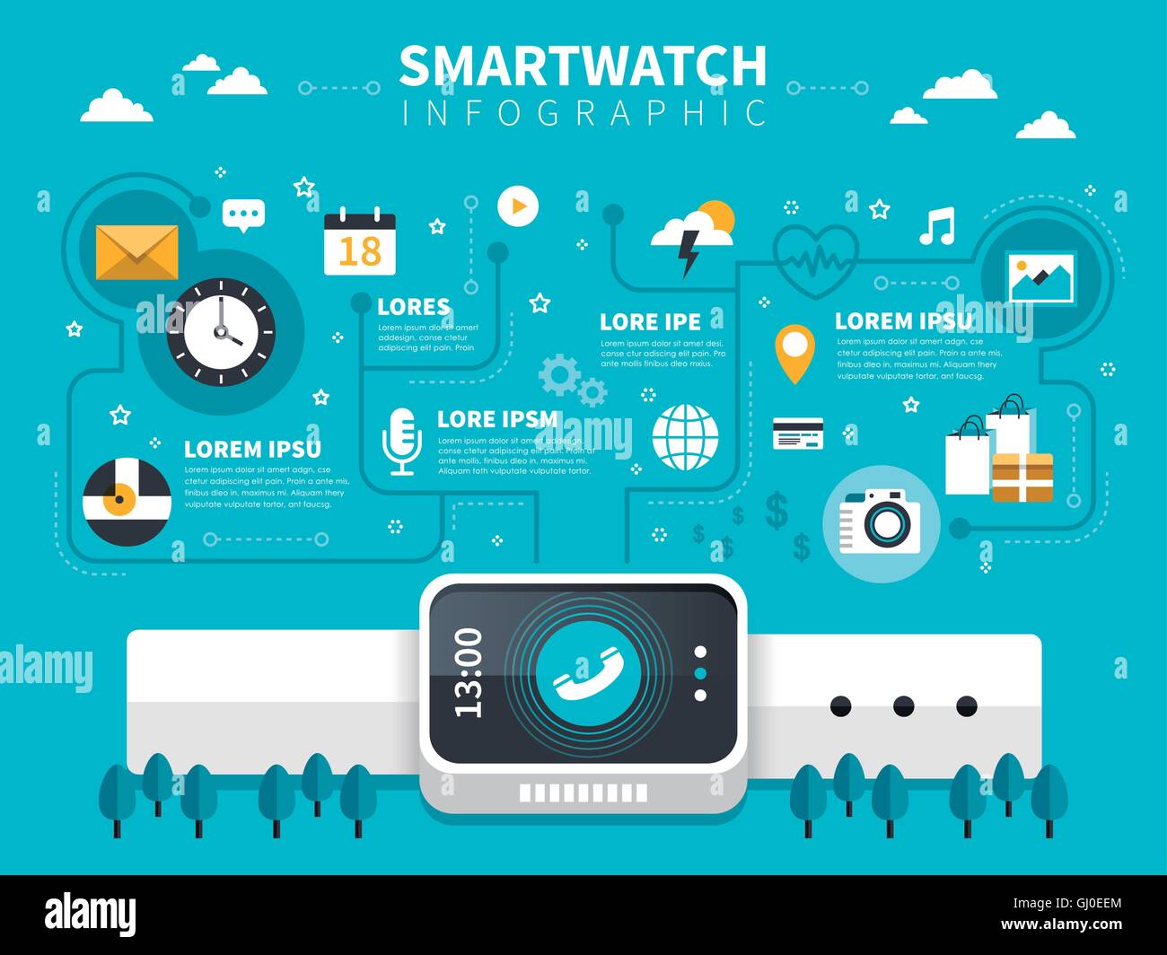 Wearable technology smart watch infographic hi-res stock photography ...