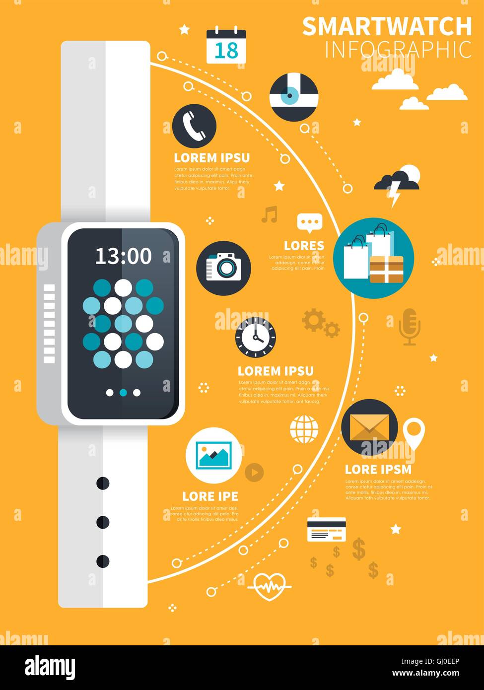 Wearable Technology Smart Watch Infographic High Resolution Stock ...