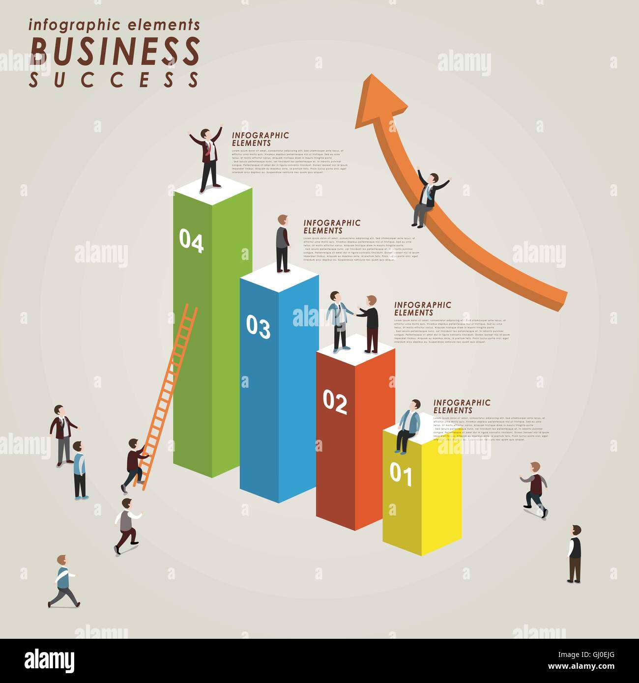 Business success concept with growth graph in 3d isometric flat style ...