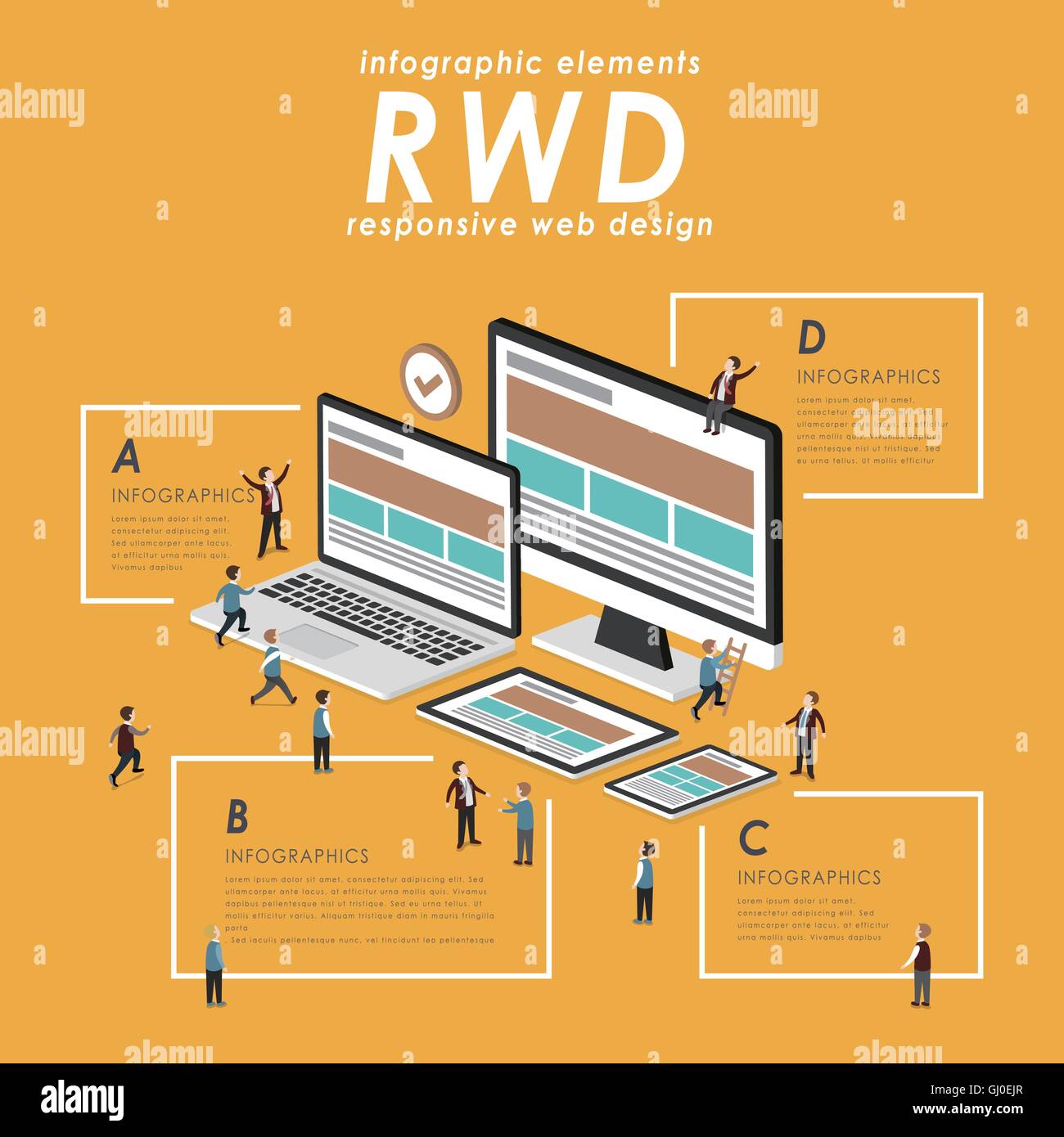 Responsive web design concept with devices in 3d isometric flat style ... Responsive web design concept with devices in 3d isometric flat style ...