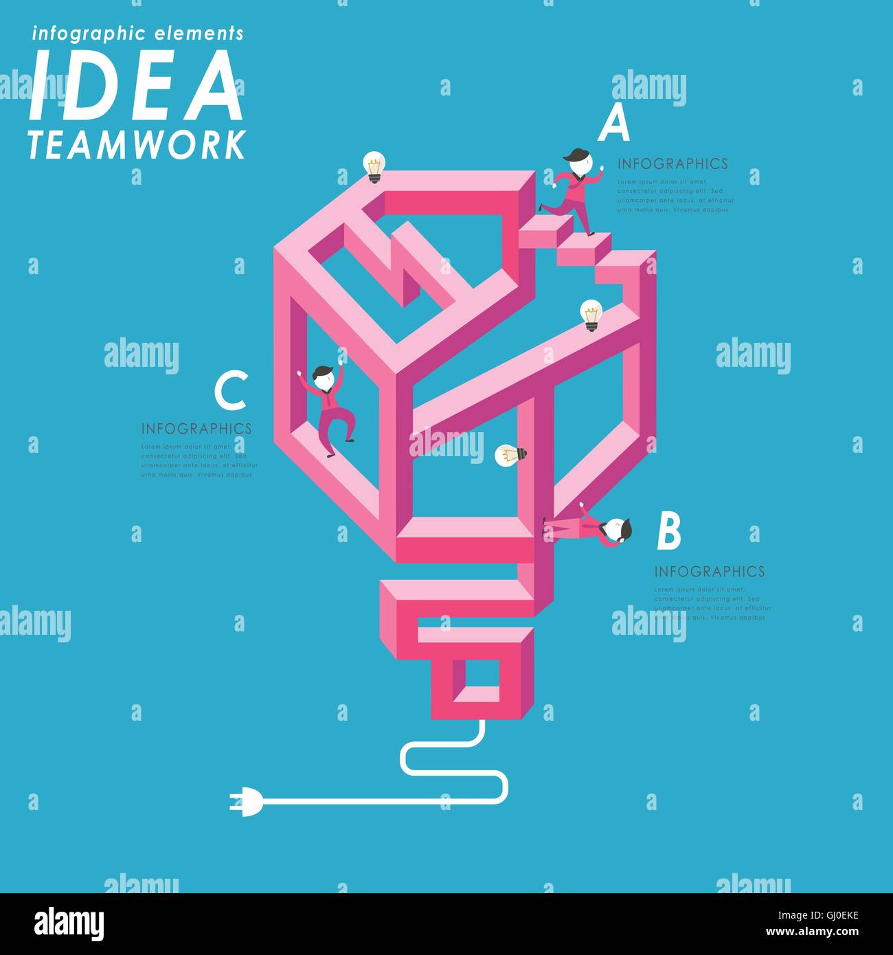 Teamwork concept flat design with people walking through complicated ...