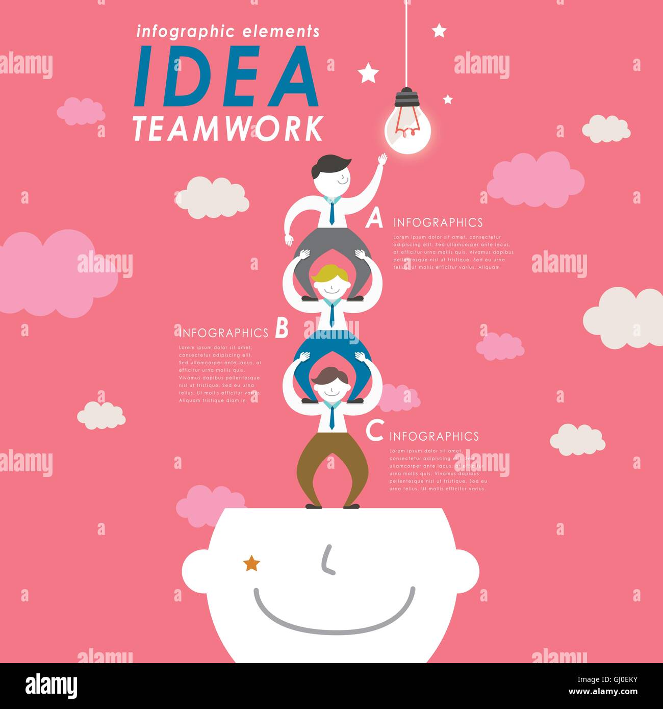 Teamwork concept flat design with people fixing bulb Stock Vector Image ...