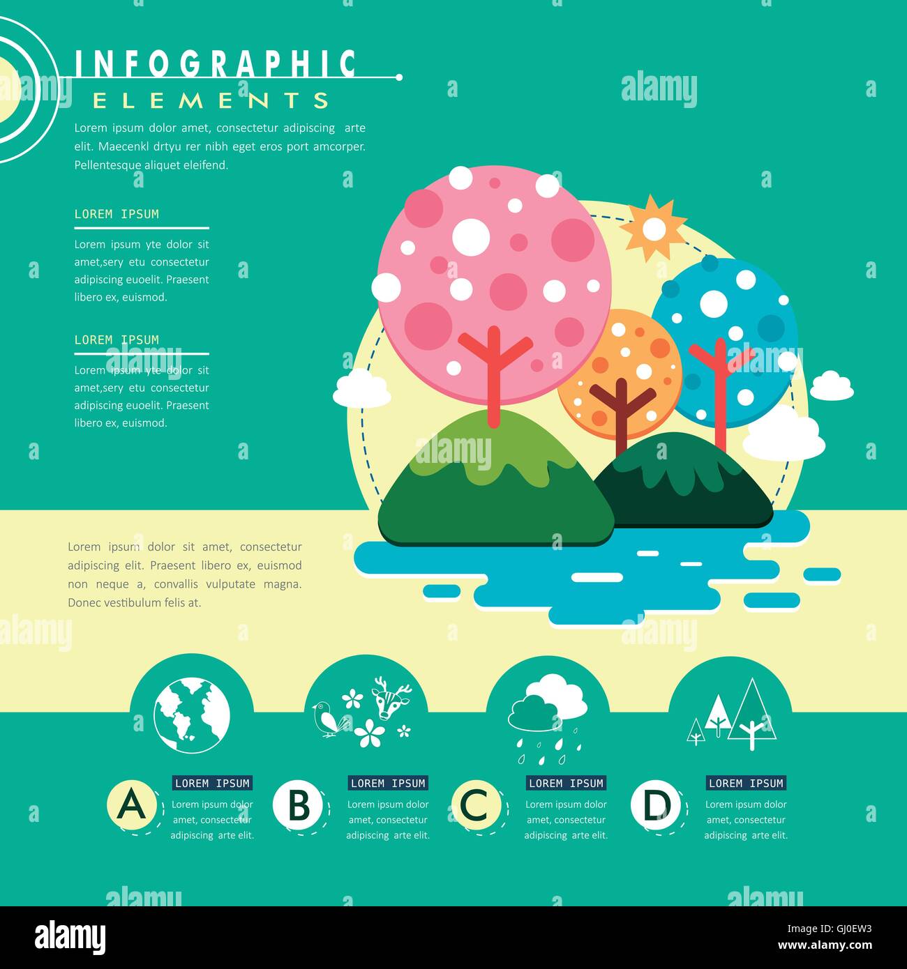 Adorable ecology flat design with eco-friendly town scenery Stock ...