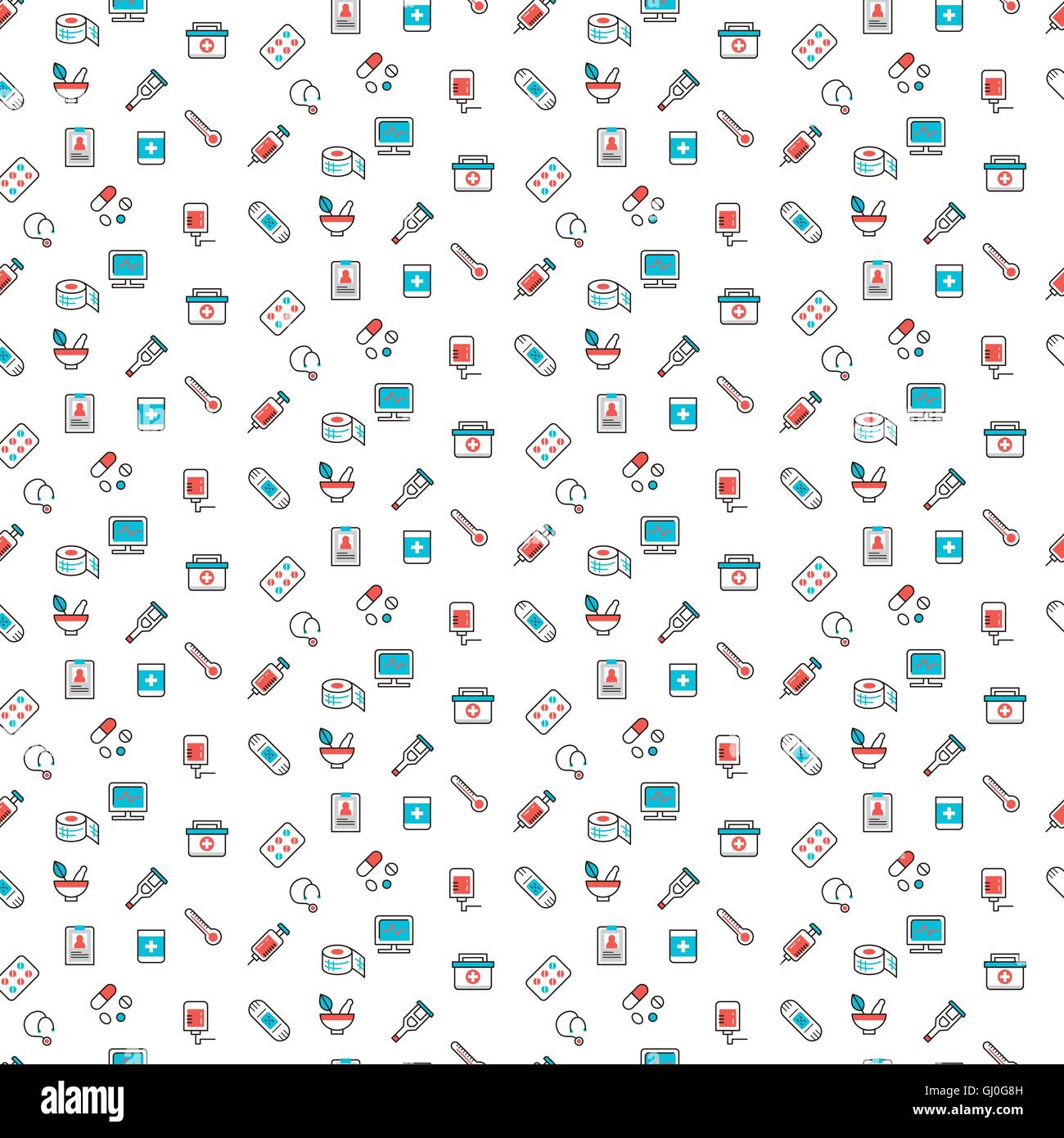 Medical related symbols seamless pattern design in red and blue Stock ...
