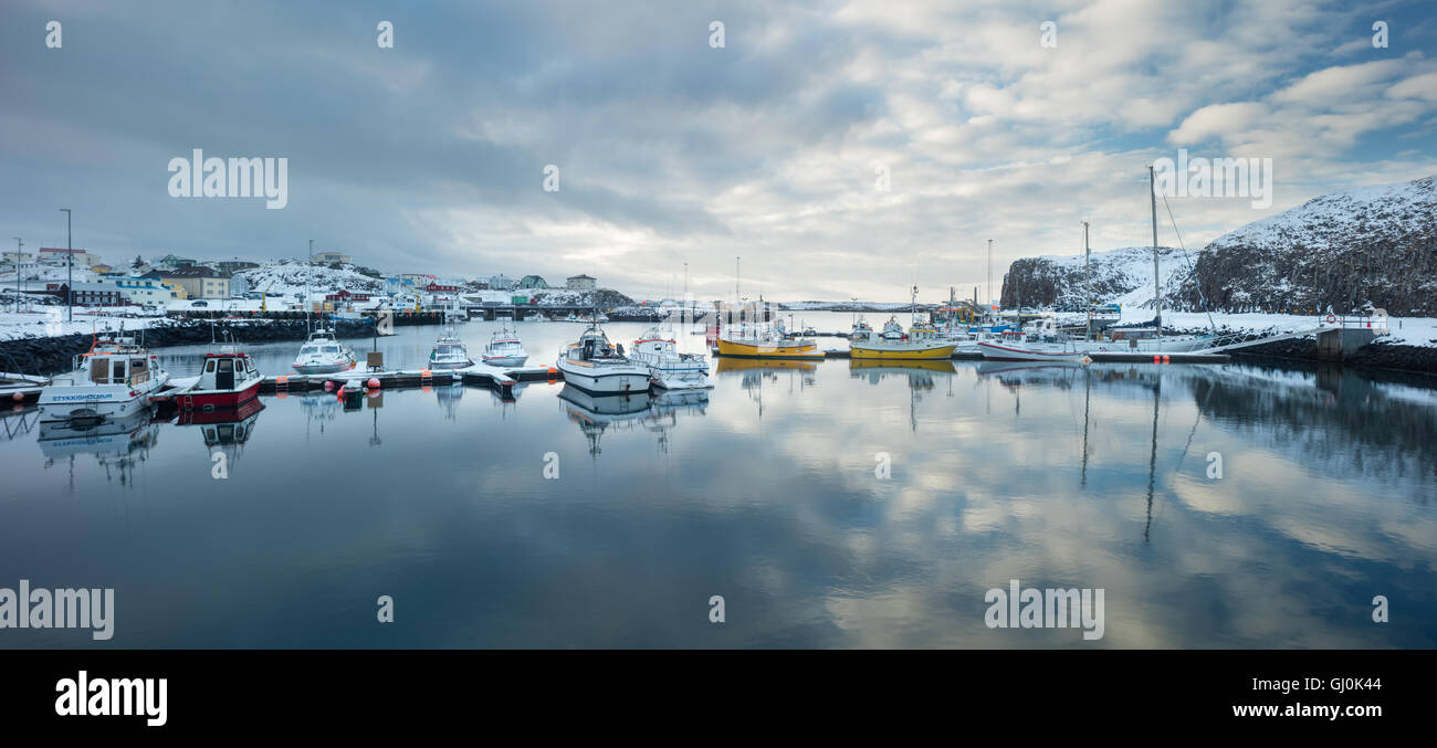 the harbour at Stykkishólmur, Snaefellsness Peninsula, Iceland Stock ...