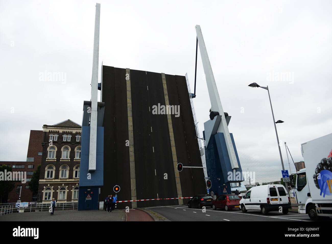 The drawbridge infront of the Poortgebouw building in Rotterdam Stock ...