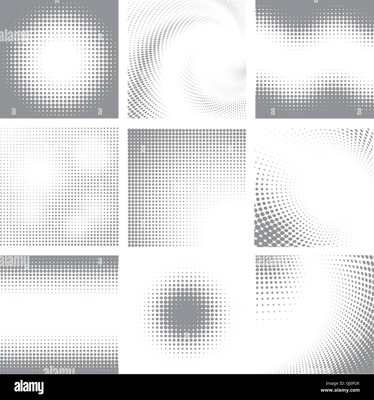 Collection of nine white and grey halftone shapes Stock Vector Image ...