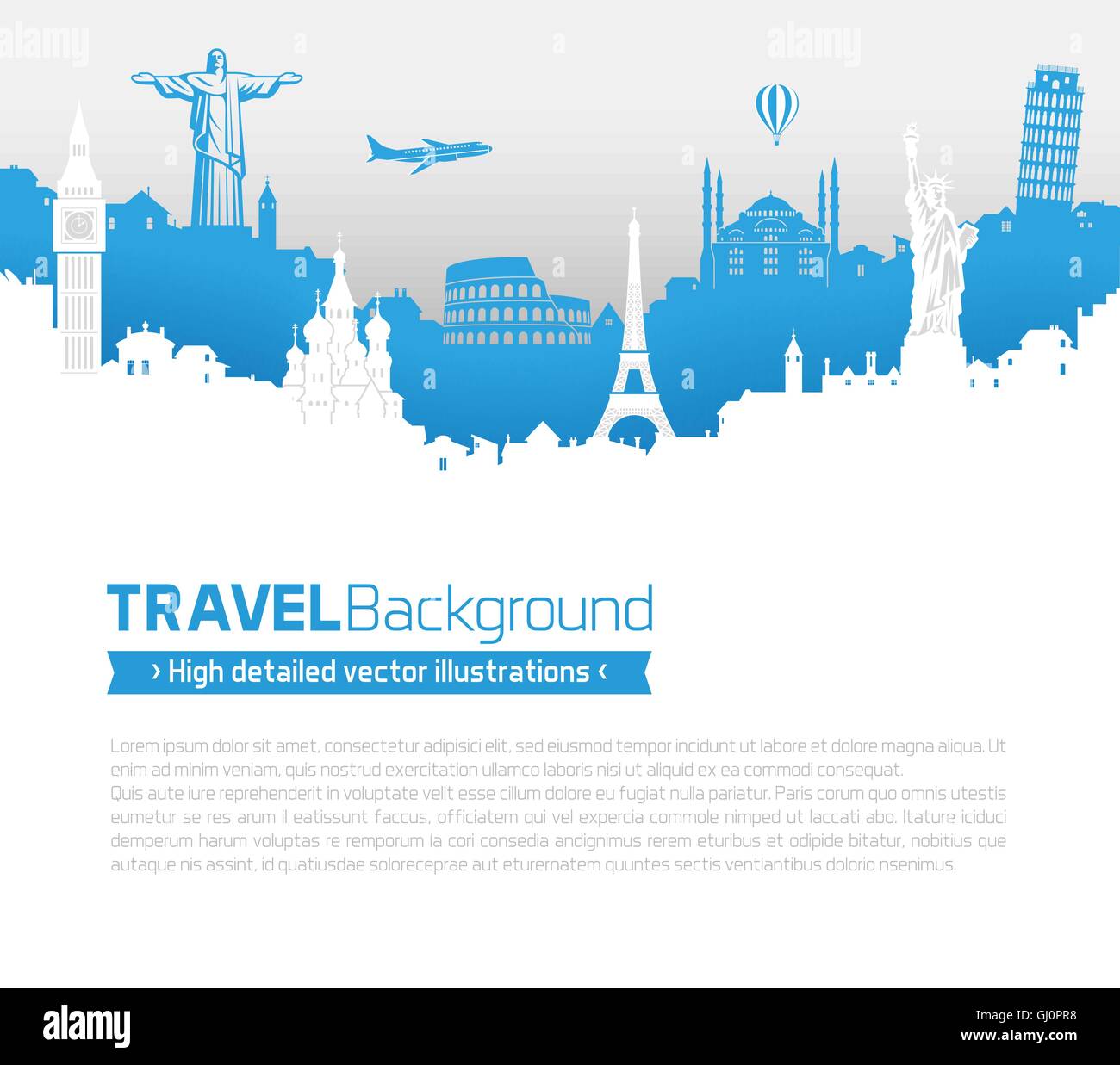 A Template of a page with famous monuments and bulidings skyline from ...