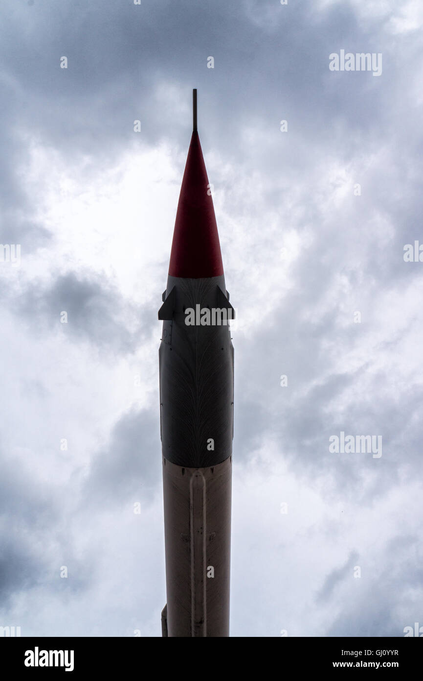 The nose of the rocket silhouette against cloudy sky Stock Photo - Alamy