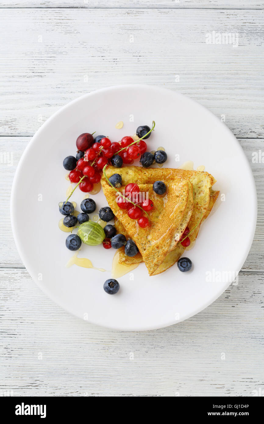 Hot crepe with fresh berry. Food top view Stock Photo - Alamy