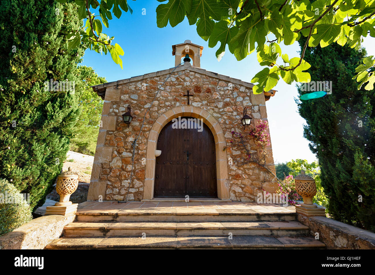 Exterior of private church at the spanish real estate of Mediterranean ...
