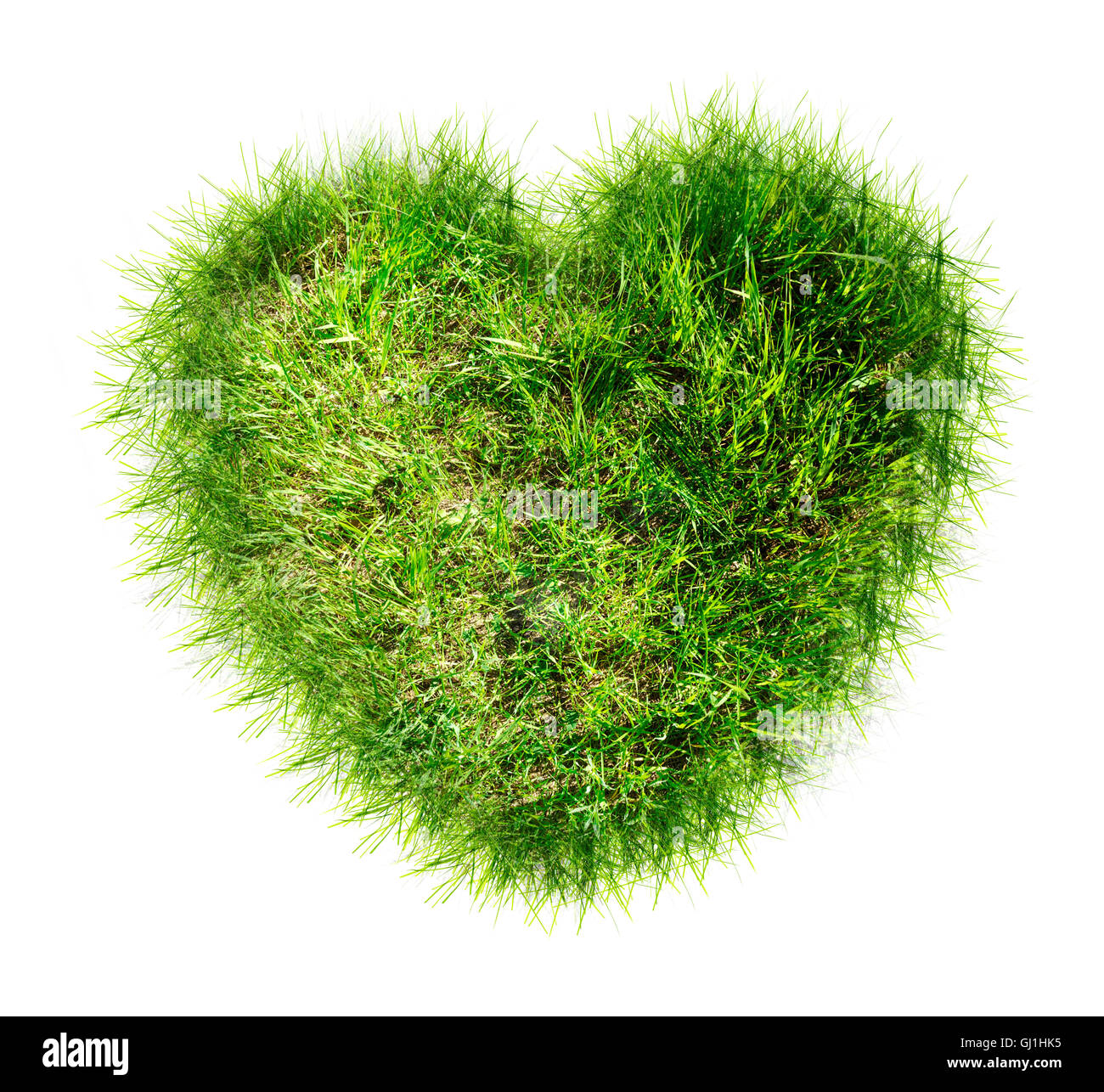 Heart made of green grass on white background Stock Photo - Alamy