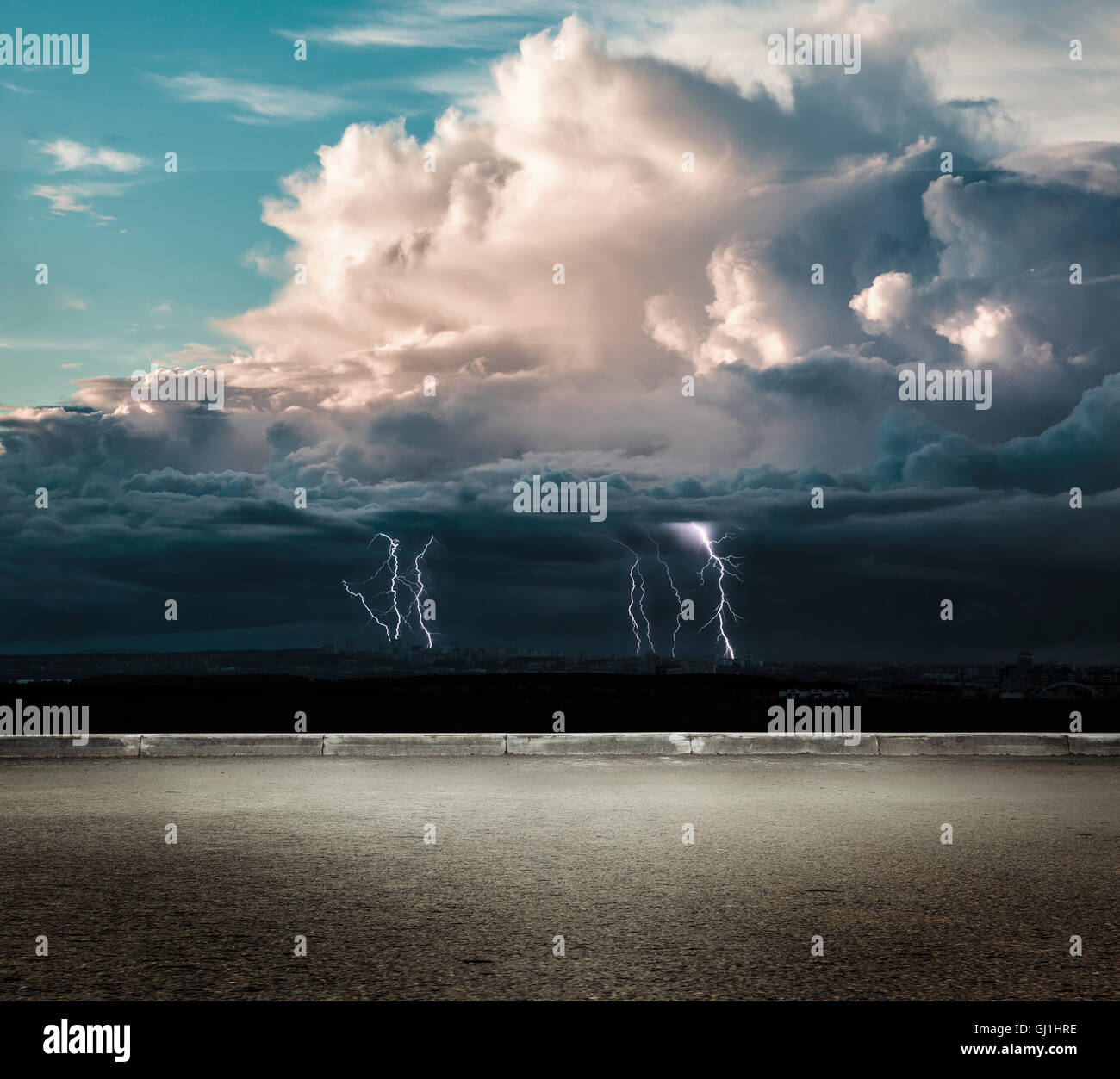 Night thunder lightning over the dark sky view Stock Photo - Alamy