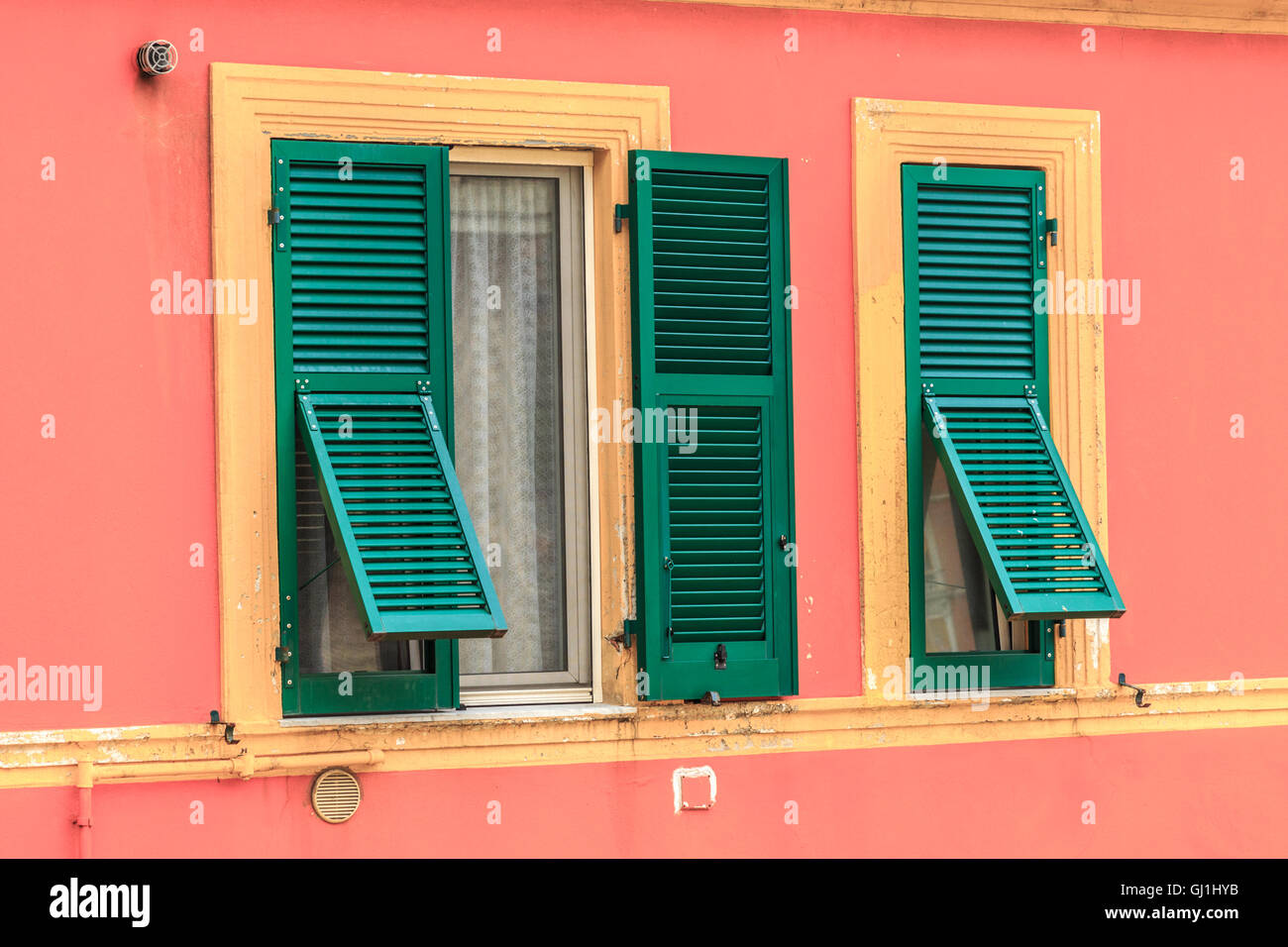 Open windows of old italian houses closeup Stock Photo - Alamy