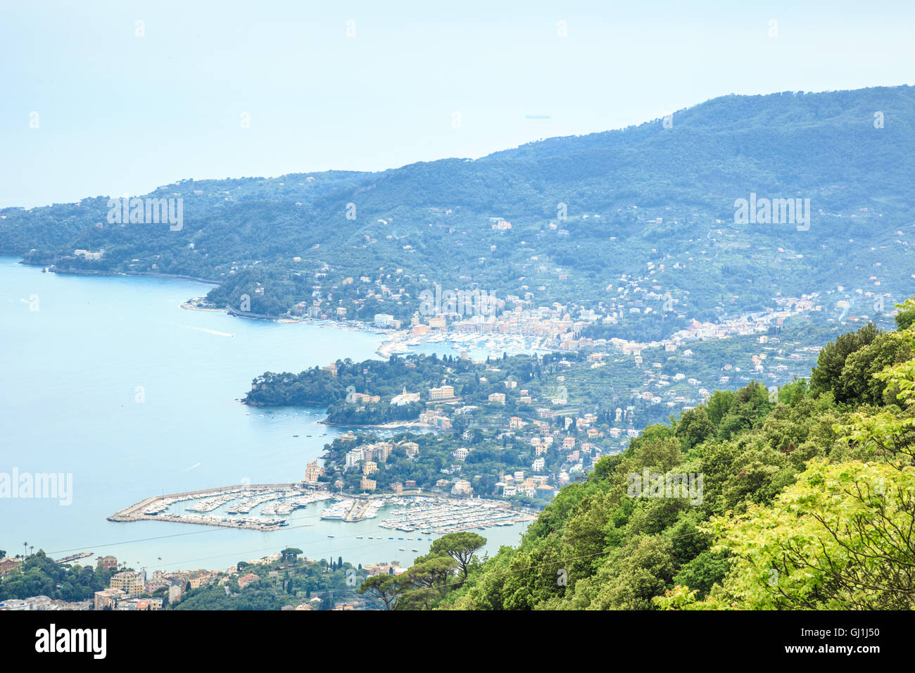 Italian resort Rapallo sea view from above Stock Photo - Alamy