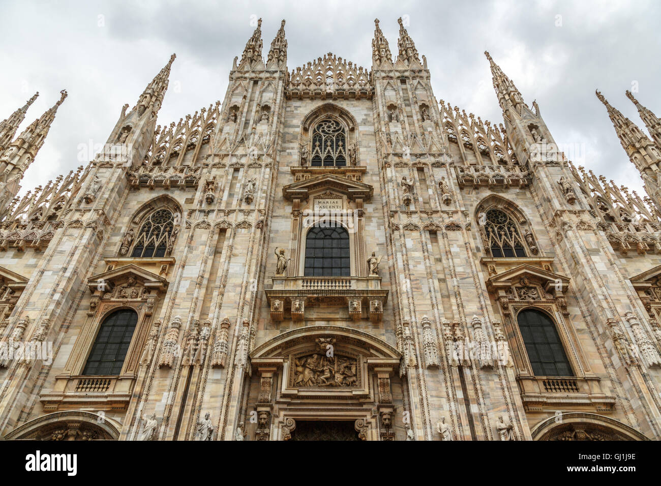Duomo cathedral in Milan front view closeup Stock Photo - Alamy