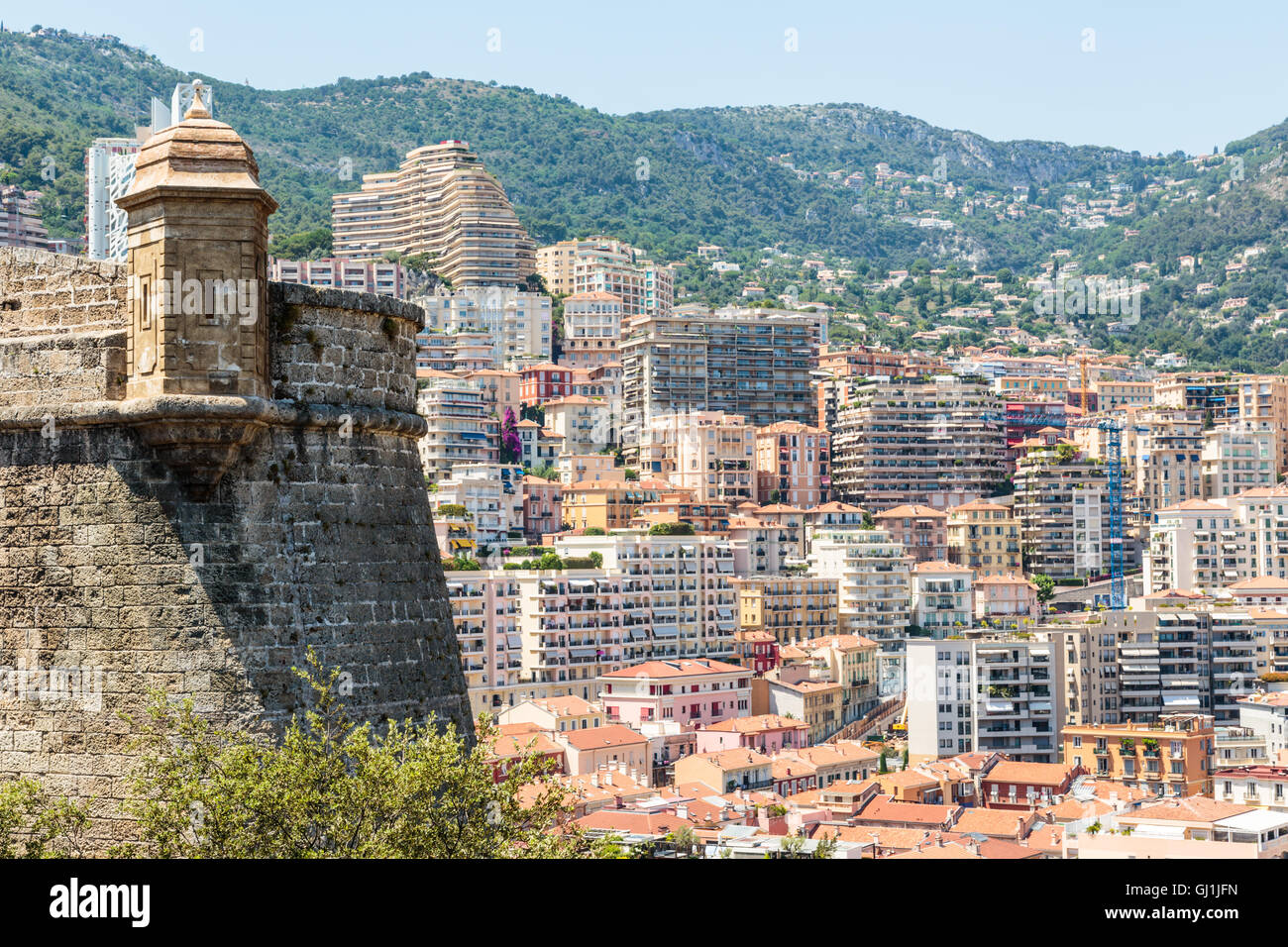 Monaco Monte Carlo mountain view with castle Stock Photo - Alamy