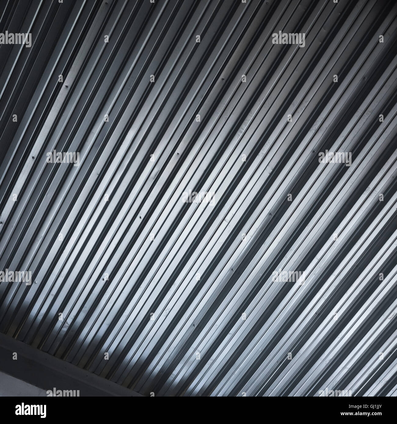 Shining corrugated metal background texture, blue toned square photo ...