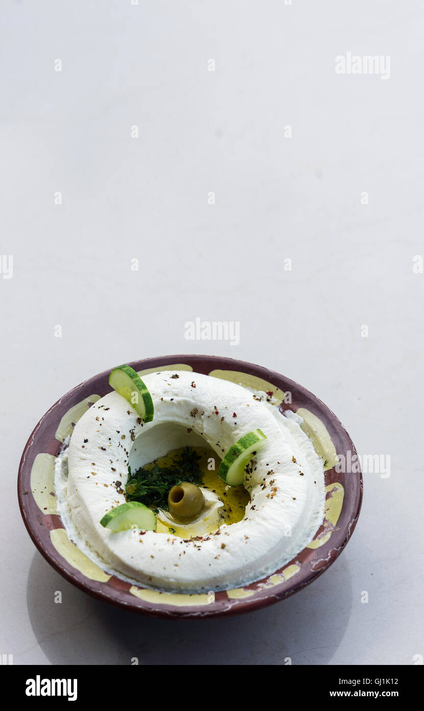 labneh fresh lebanese middle eastern cream cheese dip snack food Stock ...